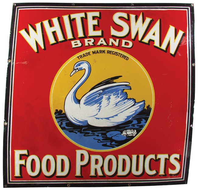 White Swan Brand Food Products Porcelain Sign