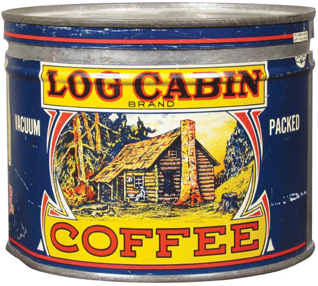 Rare Log Cabin Brand 1# Key Wind Coffee Tin