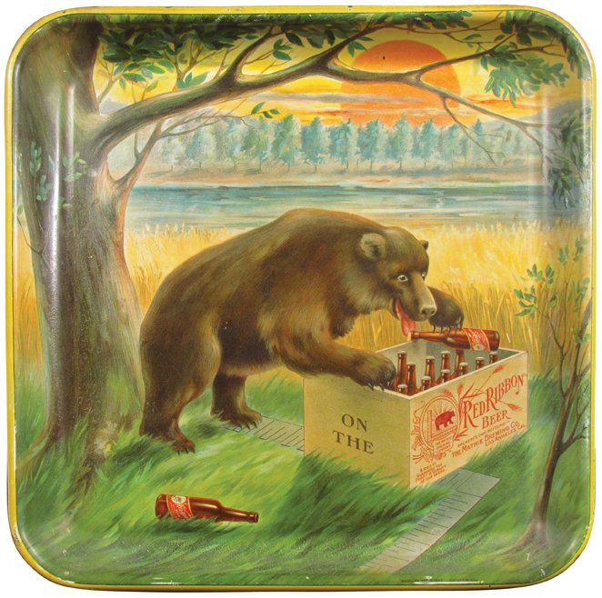 Red Ribbon Beer Tin Serving Tray - Oct 04, 2014 | Showtime Auction ...