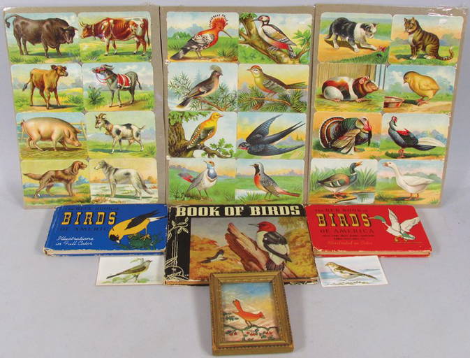 Collection Of Vintage Bird Books And Animal Cards