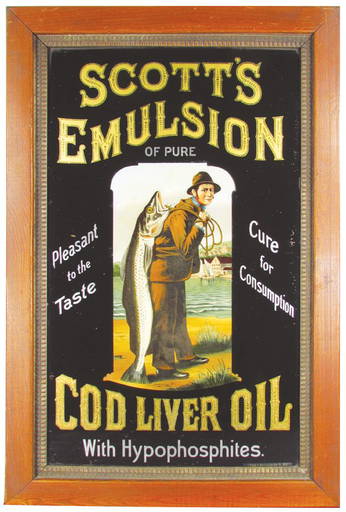 Scott's Emulsion Reverse Glass Sign