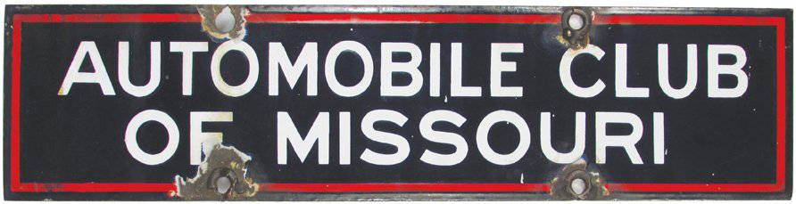 Automobile Club Of Missouri Porcelain Sign