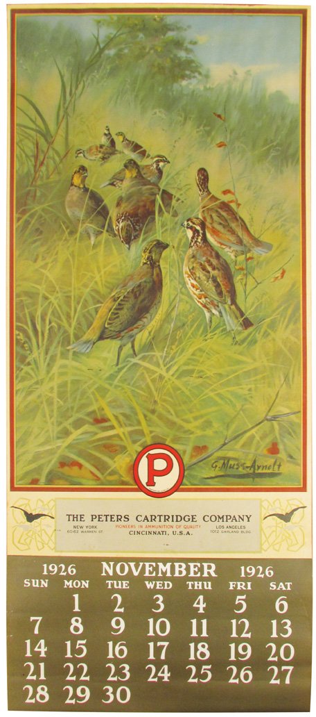 1926 Calendar for Peters Cartridge Company