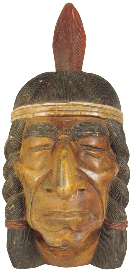 Hand Carved Native American Brave Head