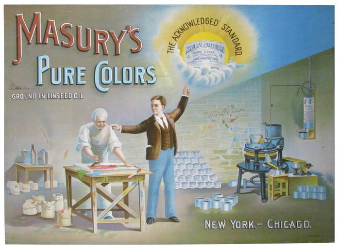 Masury's Pure Colors Paint Tin Sign