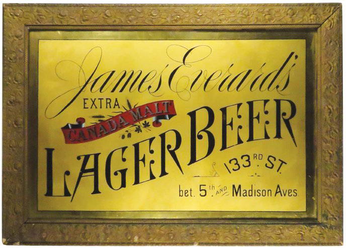 James Everard's Lager Beer Reverse Glass Sign