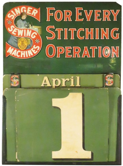 Singer Sewing Machine Tin Perpetual Calendar
