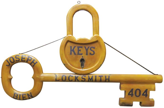 Locksmith Wood Trade Sign - Apr 02, 2016 | Showtime Auction Services in MI