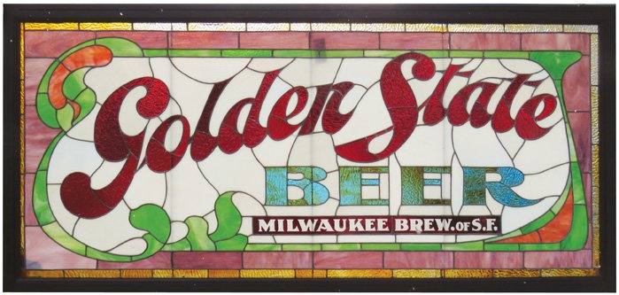 Golden State Beer Leaded Glass Window