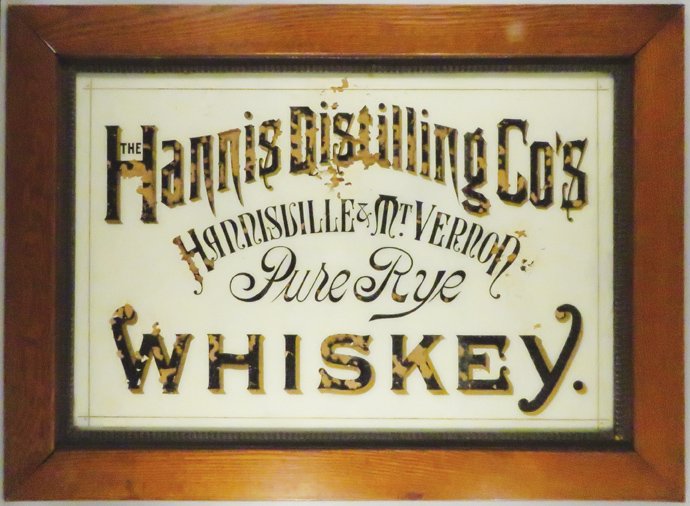 Hannis Distilling Co's Reverse Painted Glass Sign