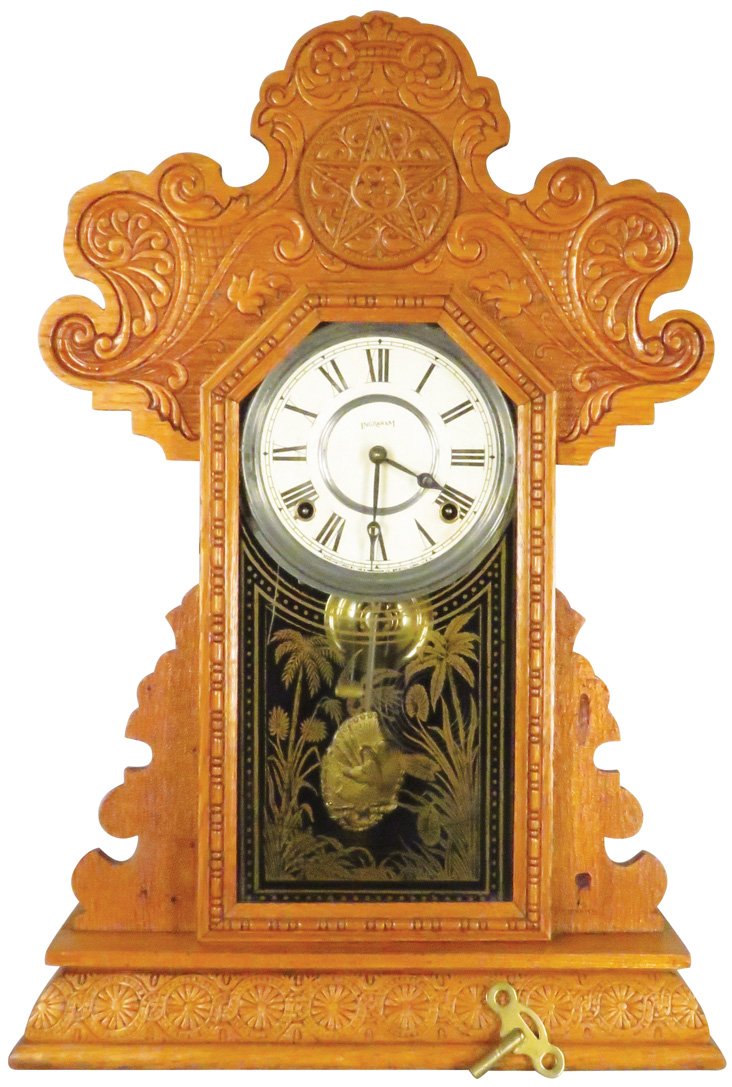 Antique Ingraham Clock Co. Oak Kitchen Clock