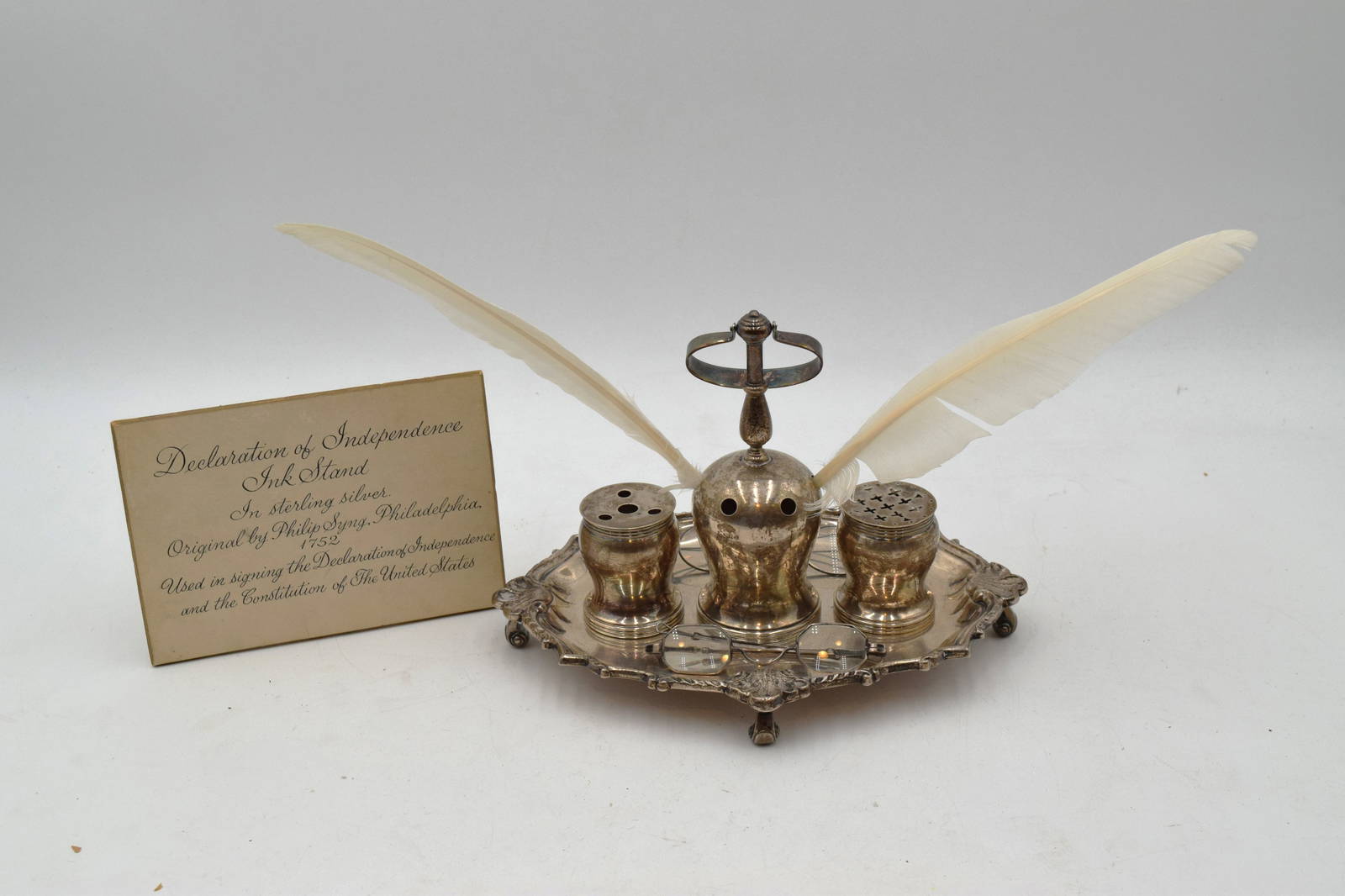 Je Caldwell Sterling Silver Declaration Of Independence Ink Stand Auction