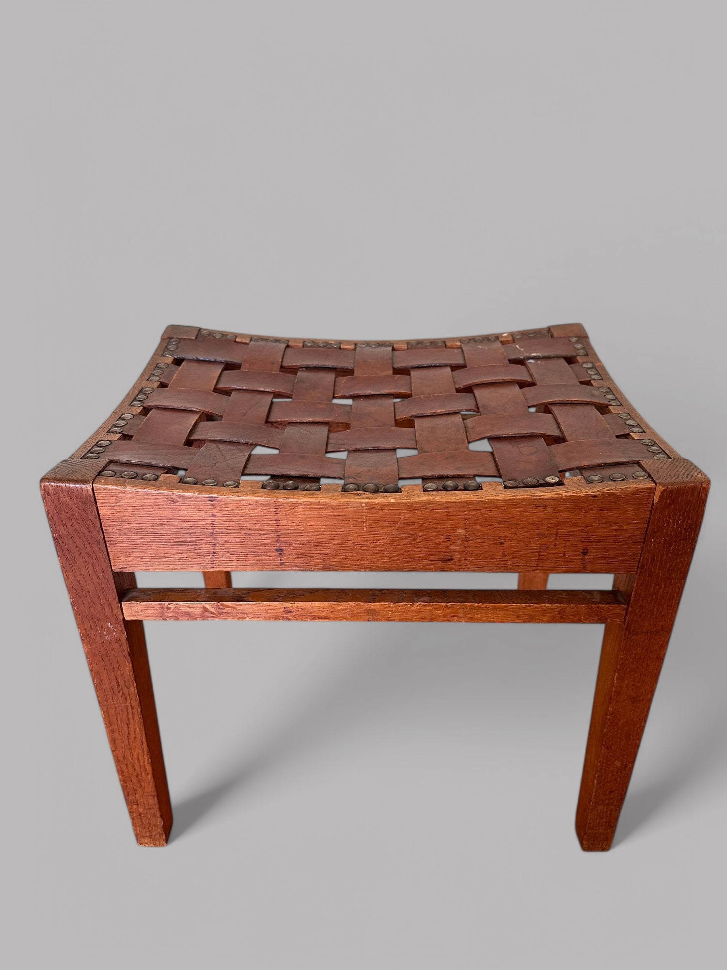 Arthur Simpson Of Kendal, Arts And Crafts Carved Oak And Woven Leather ...
