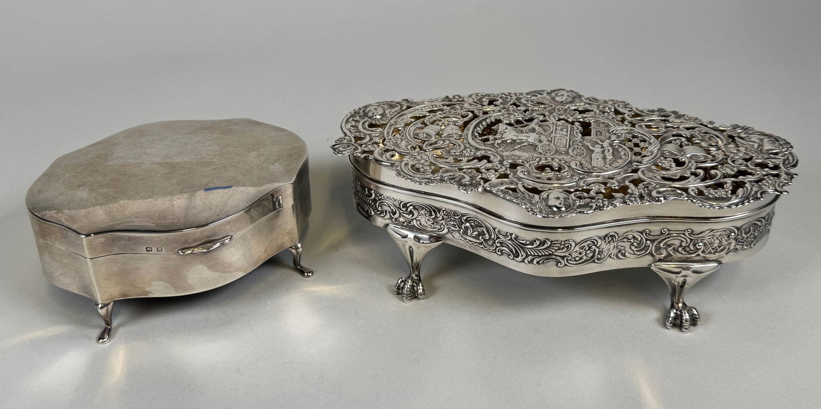 William Comyn's Sterling Footed Boxes: One Potpourri Box, One Jewelry ...