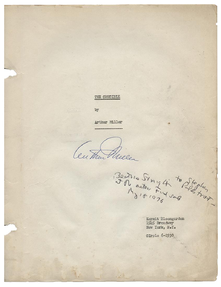 Miller, Arthur. Original Rehersal Script for The First