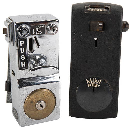 Pair Of Coin Operated Bathroom Door Locks.
