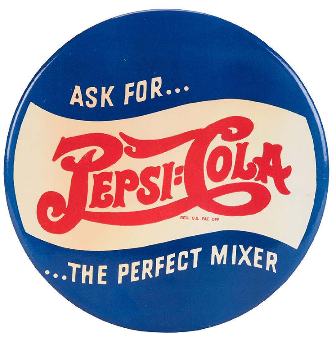 Pepsi-Cola Double Dot Round Celluloid Sign.