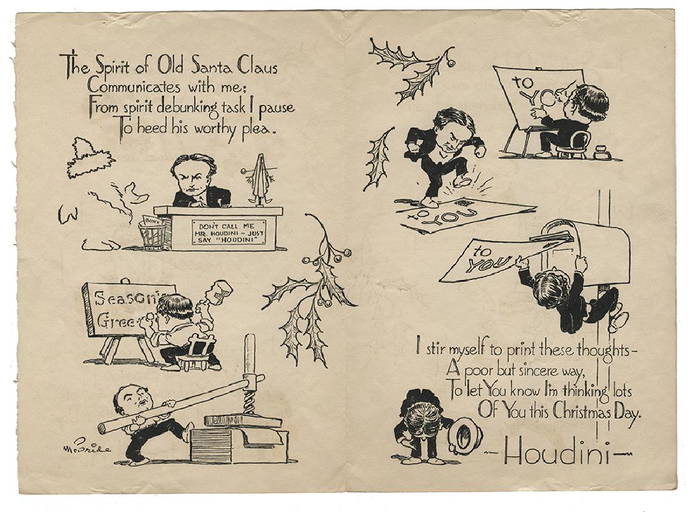 Houdini Cartoon Christmas Card.