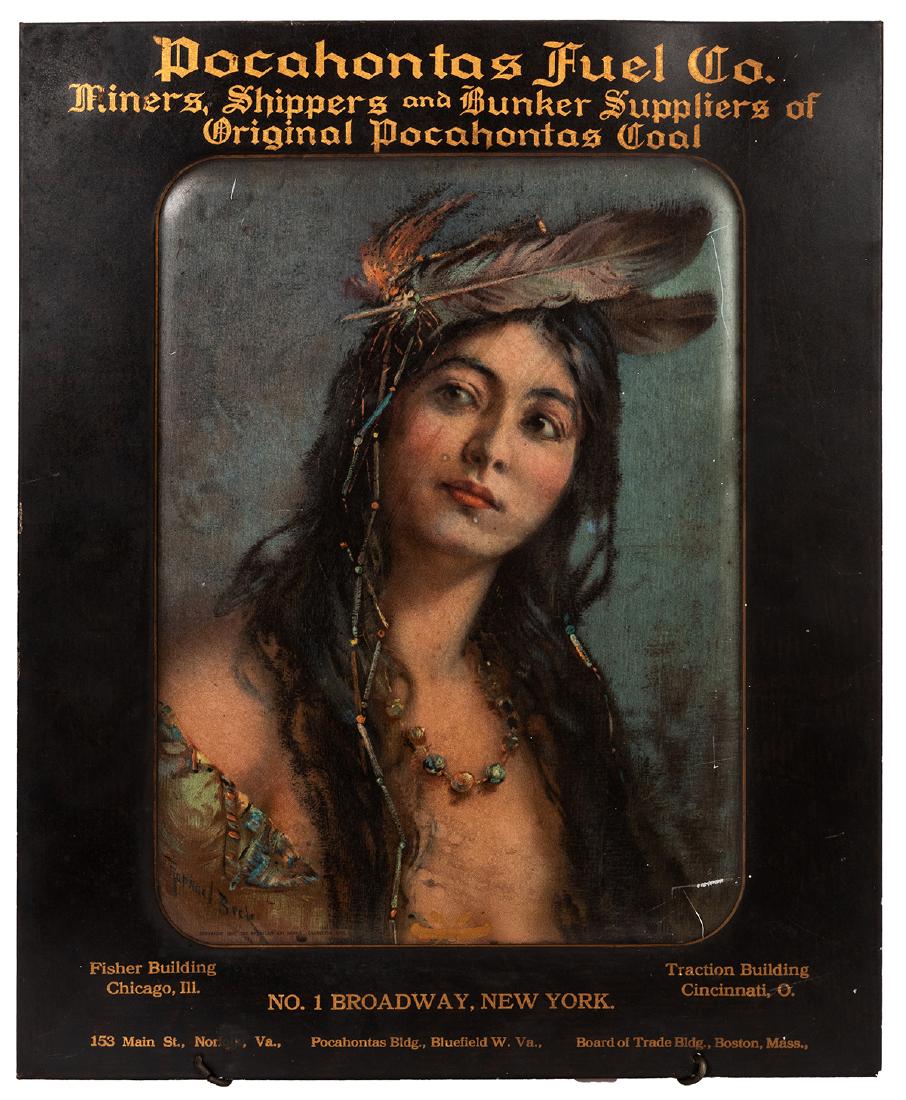 Pocahontas Fuel Co. Tin Over Cardboard Sign.