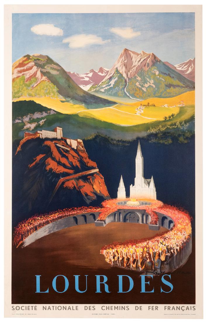 Lourdes. Vintage Travel Poster.