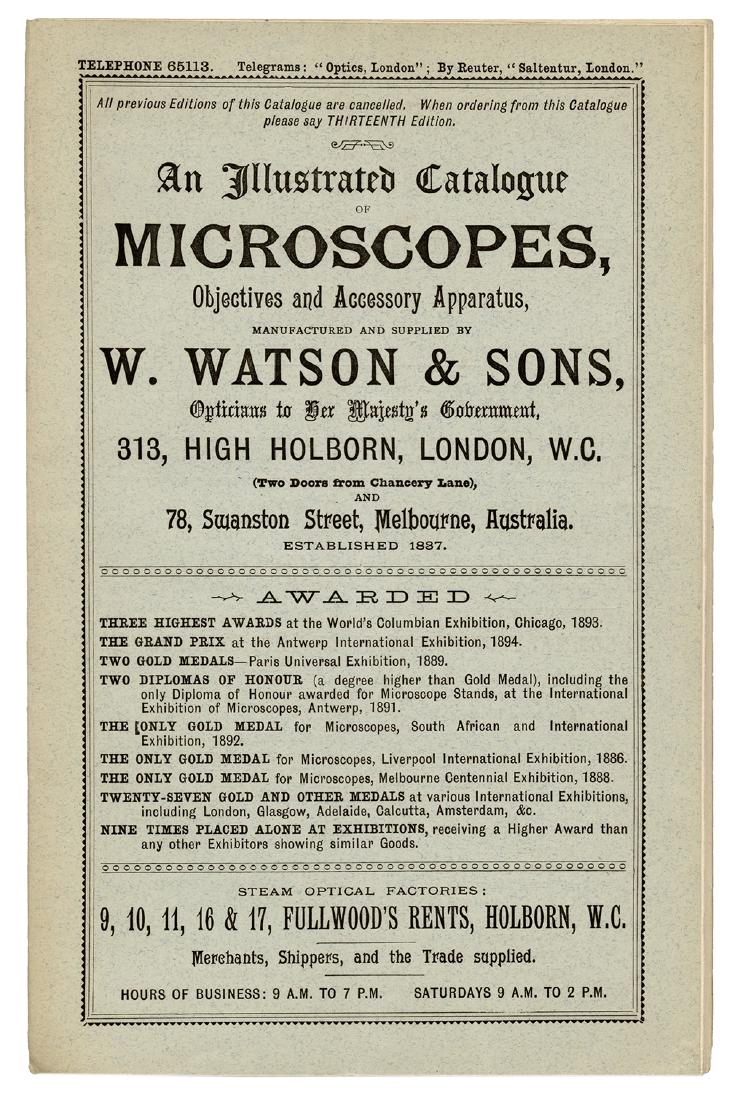 W. Watson & Sons. An Illustrated Catalogue Of