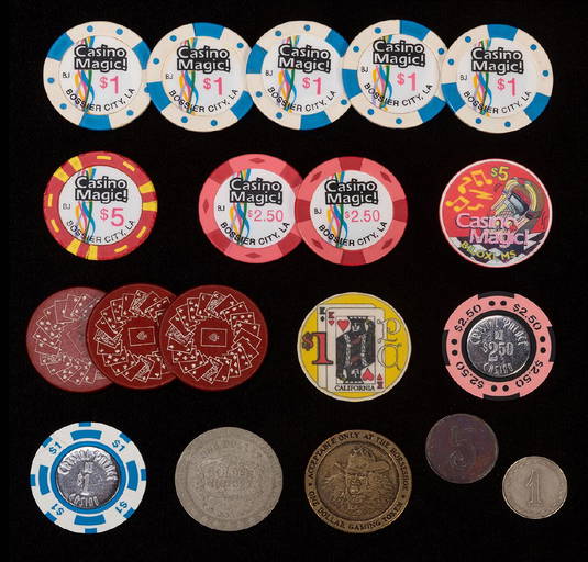 Nineteen Assorted Poker Chips And Tokens.