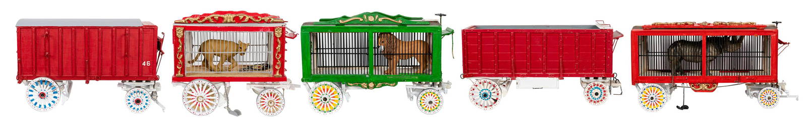 Group Of Five Model Circus Wagons.