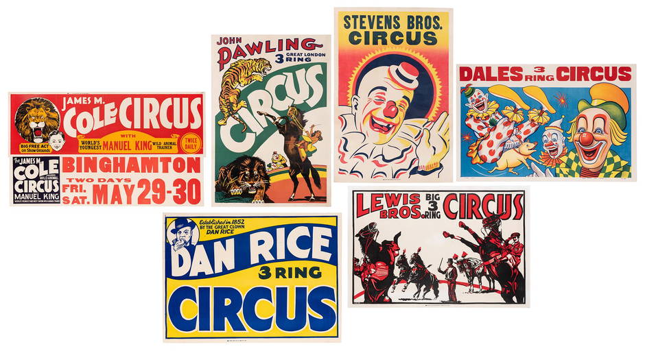 Group Of 12 Vintage Circus Posters.