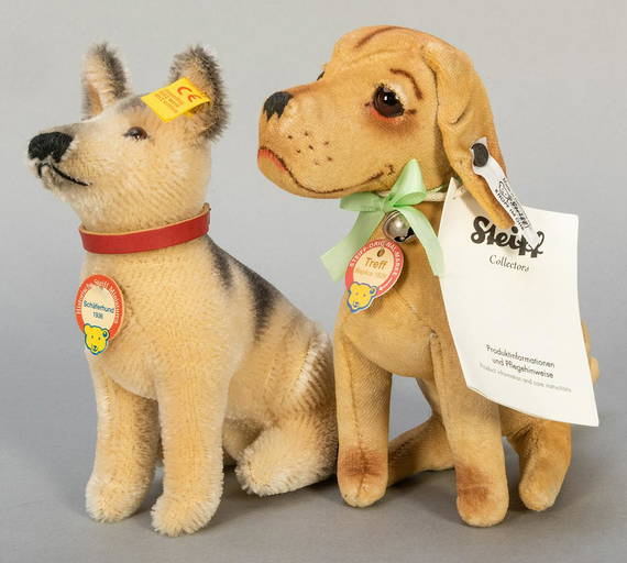 Pair Of Steiff Replica Dogs. Including Treff 1928