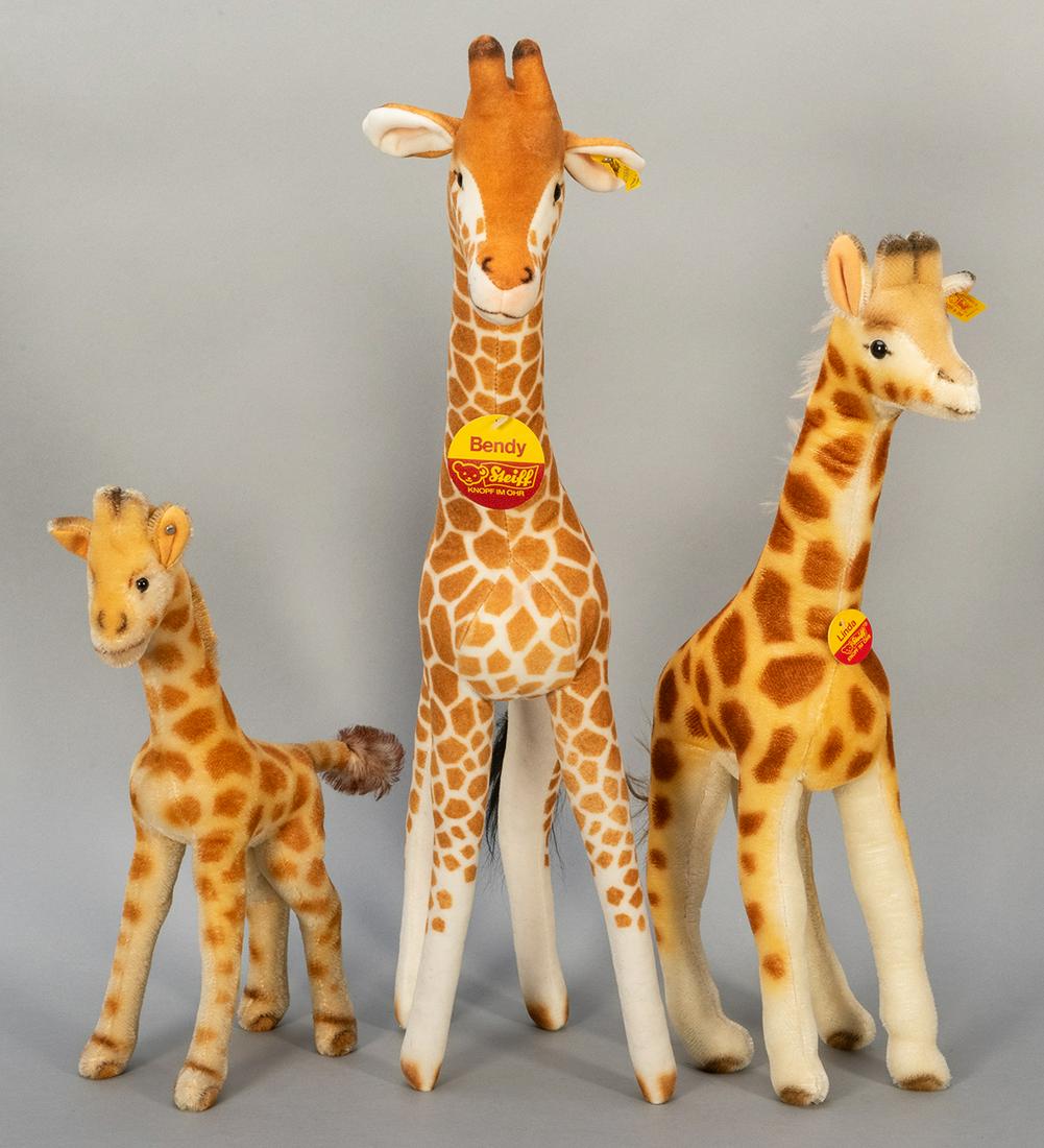 Trio Of Steiff Giraffes. Including 2009 Giraffe On