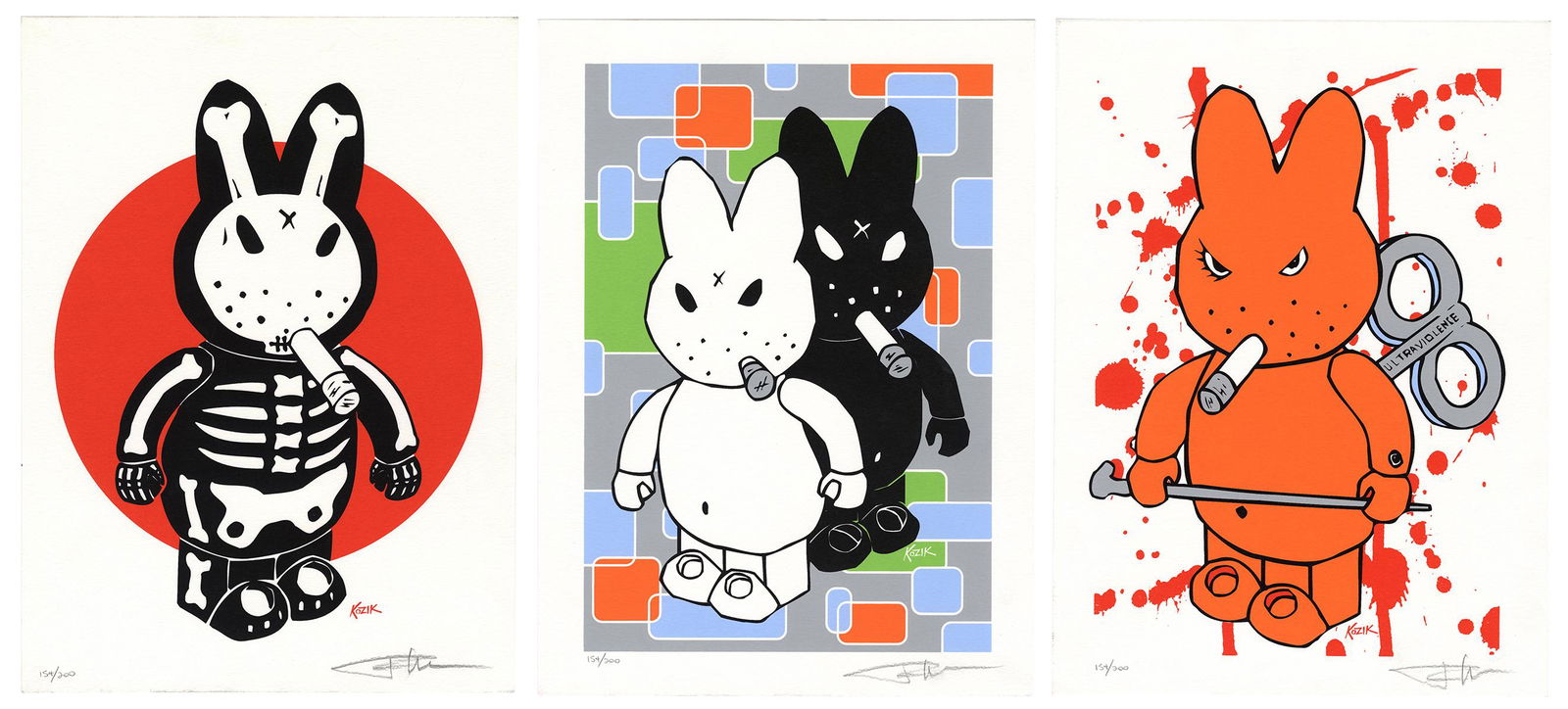 Kozik, Frank. Three Kozik Smoking Bunny Signed Prints. - Jun 20, 2020 ...