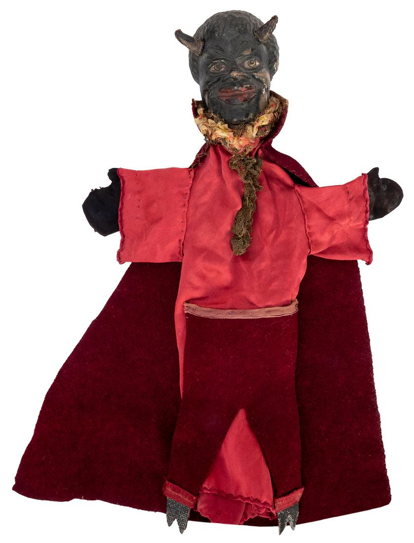 For Auction: Folk Art Carved Black Devil Puppet. Late 19th/early (#0698 ...