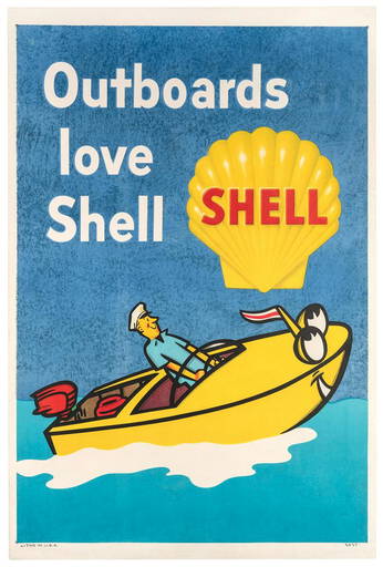 Shell Oil “outboards Love Shell” Advertising Poster.