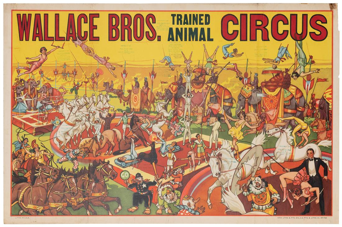 Wallace Bros. Trained Animal Circus. Erie Litho, Ca.