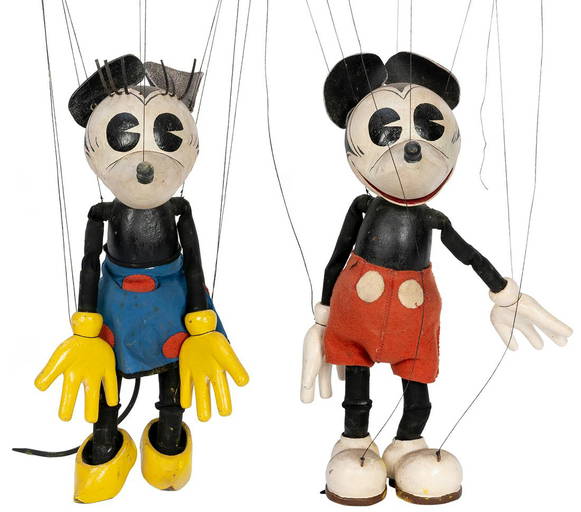 Pair Of Large Mickey And Minnie Mouse Marionette