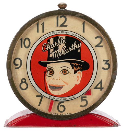 Gilbert Clock Co. Charlie Mccarthy Alarm Clock. 1930s.