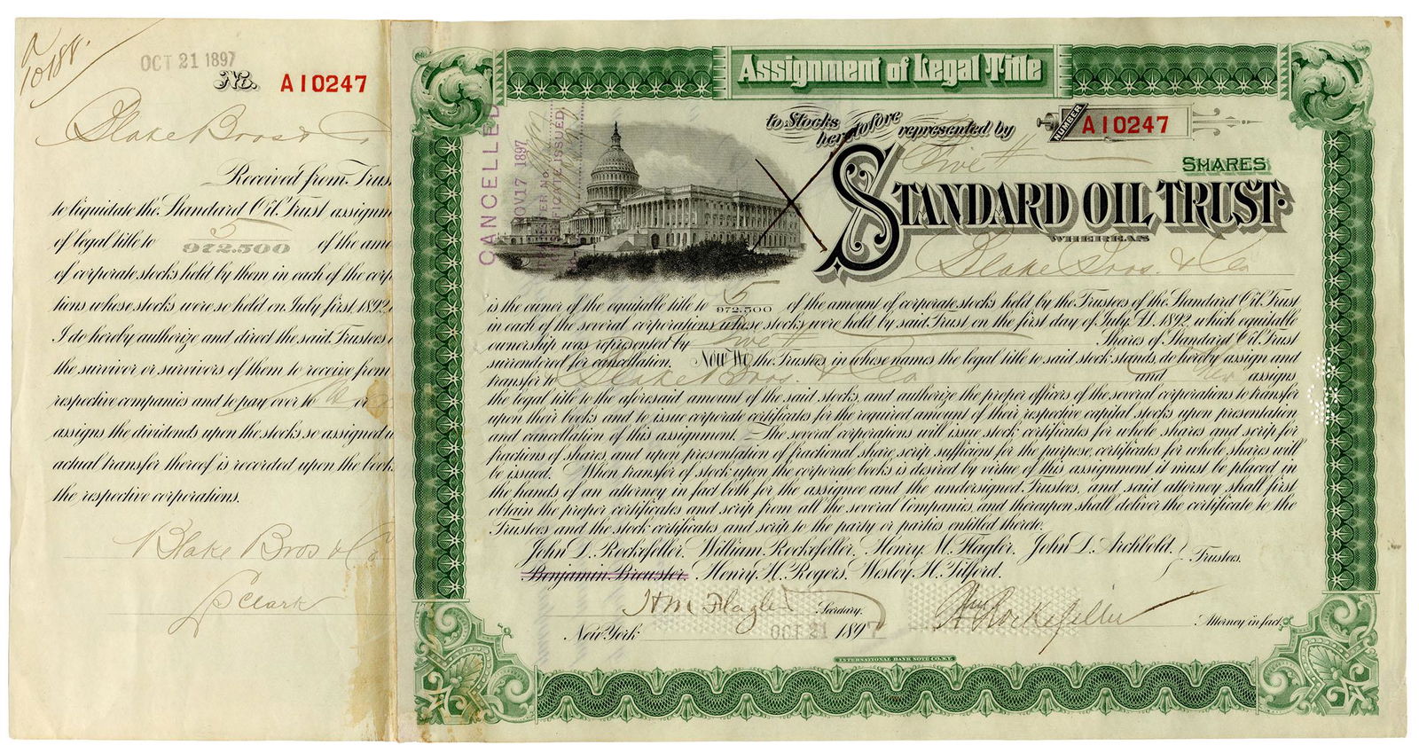 [stocks]. Standard Oil Trust 5 Shares Stock Certificate