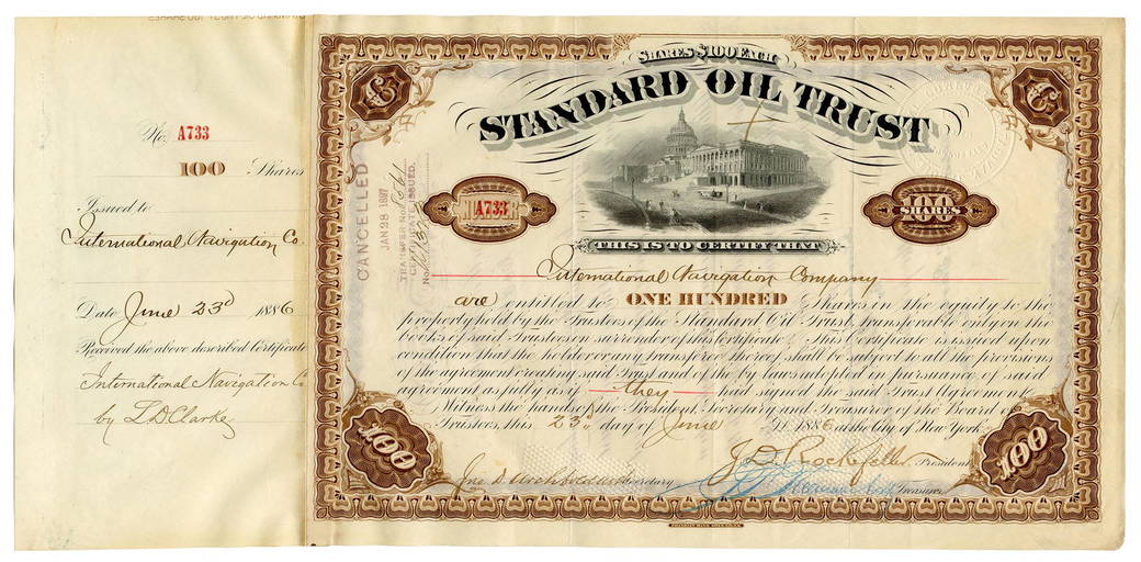 [stocks]. Standard Oil Trust Stock Certificate For 100