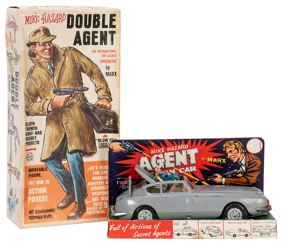 Marx Mike Hazard Agent Action Card And Double Agent Figure....