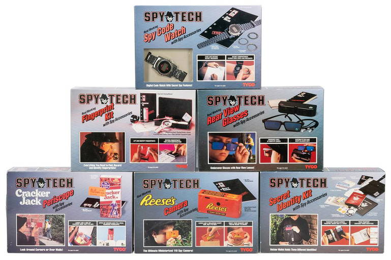 Tyco Spy Tech Toy Lot (6). Tyco, 1989/92. Six spy toys in o... (#0114 ...