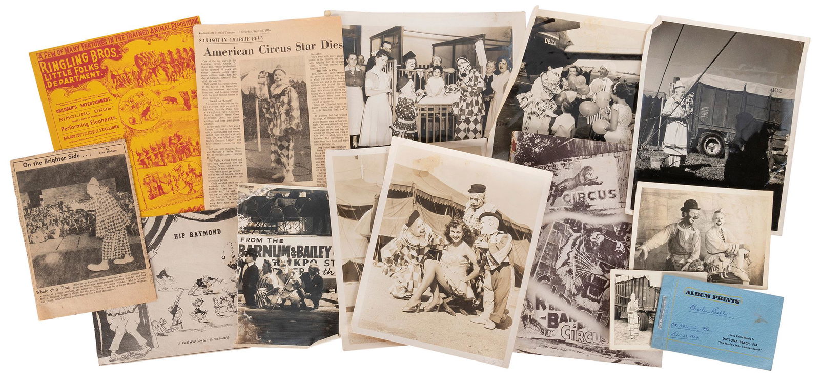 BELL, Charlie (1886-1964). File of Charlie Bell clown photo... - Sep 24 ...