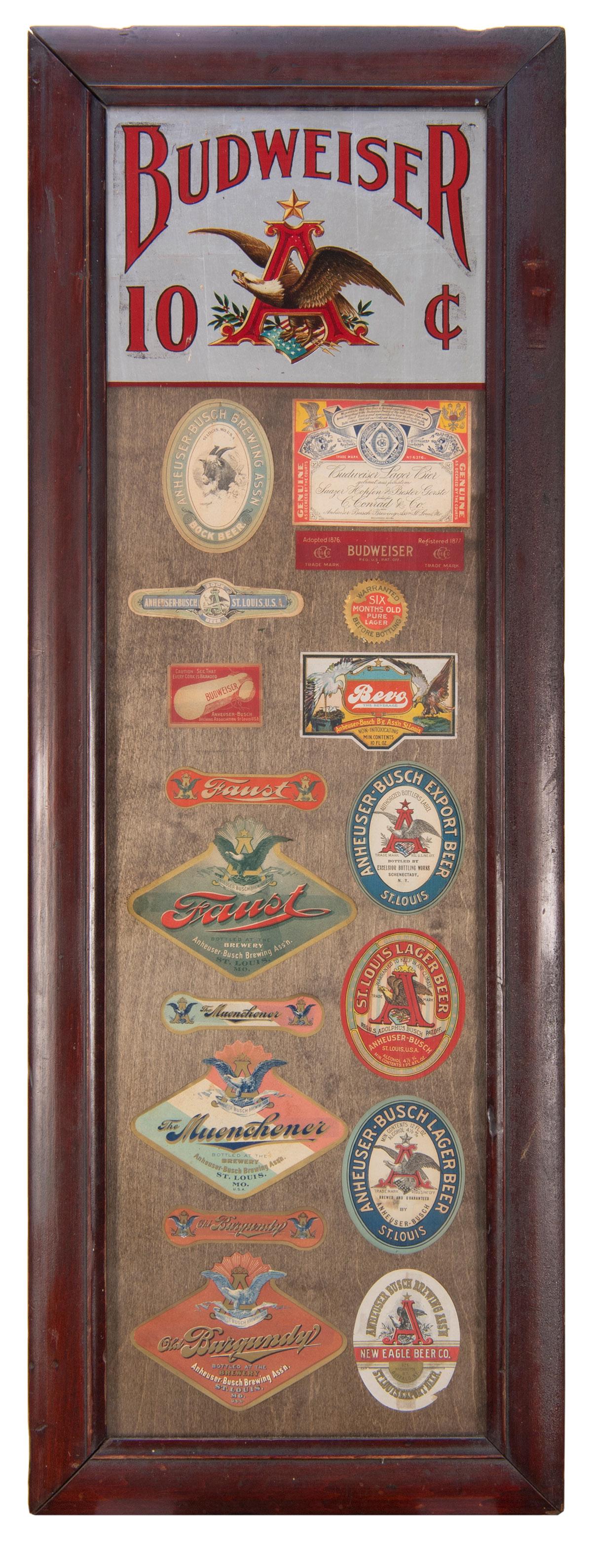 Budweiser Mirror and Bottle Labels. St. Louis: Anheuser Busch Companies ...