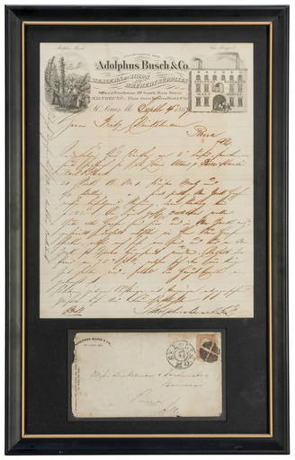 BUSCH, Adolphus (German-American, 1839-1913). Autograph Letter Signed ...