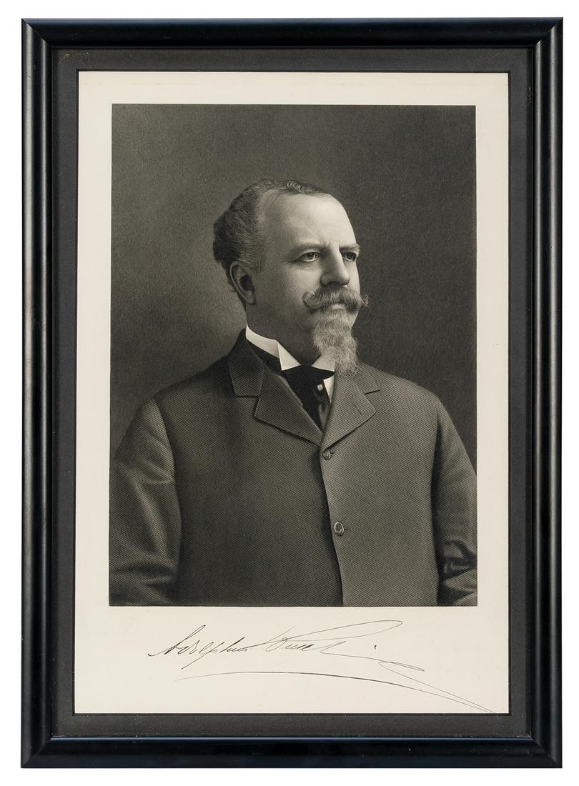 BUSCH, Adolphus (German-American, 1839-1913). Engraved Portrait Signed ...
