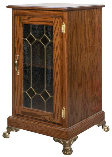 Wood Slot Machine Stand With Stained Glass Door. Wooden Cabinet With ...