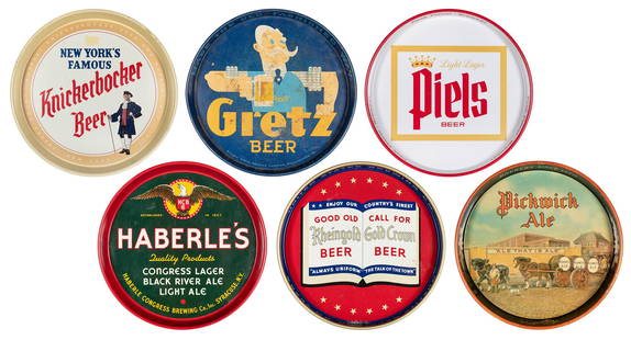 Six Beer Advertising Trays. 1940s/60s. Including Pickwick Ale ...