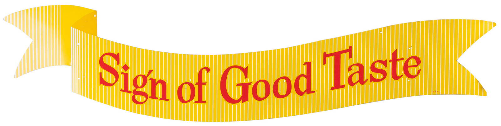 Coca Cola “sign Of Good Taste” Sign. [1957]. Painted Metal Yellow “ribbon”