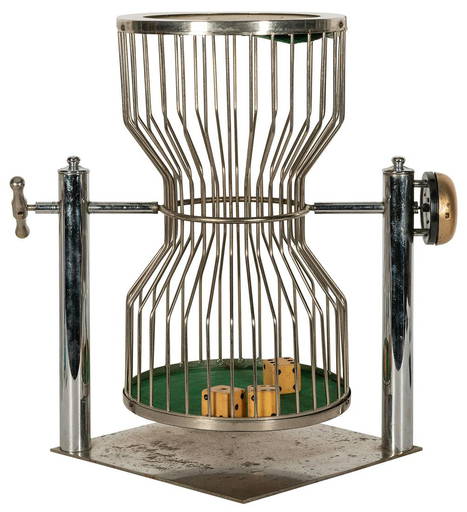 “Chuck a Luck” dice game. [N.p., n.d.]. Polished metal dice game with ...