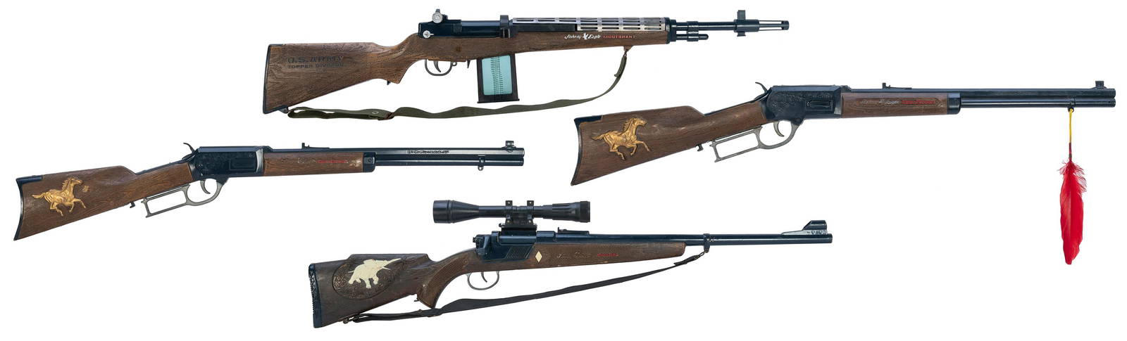 Group of 4 Johnny Eagle toy rifles. Including (2) Johnny Eagle Red ...