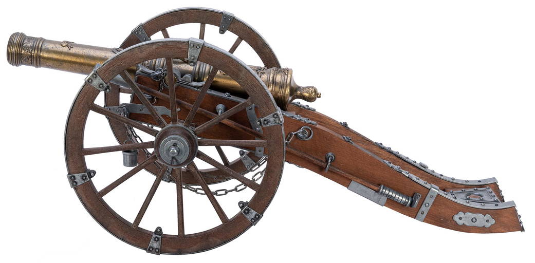 Miniature cannon model. [N.p., ca. 1980s-2000s]. Steel, brass, and wood ...